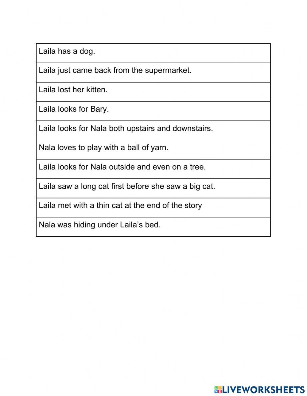 Laila and nala the kitten worksheet | Live Worksheets
