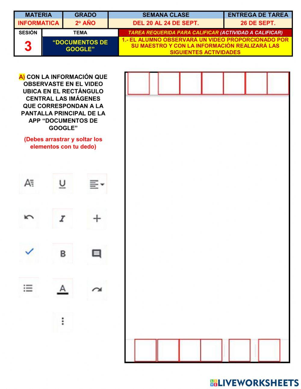 Documentos de Google 2o worksheet | Live Worksheets
