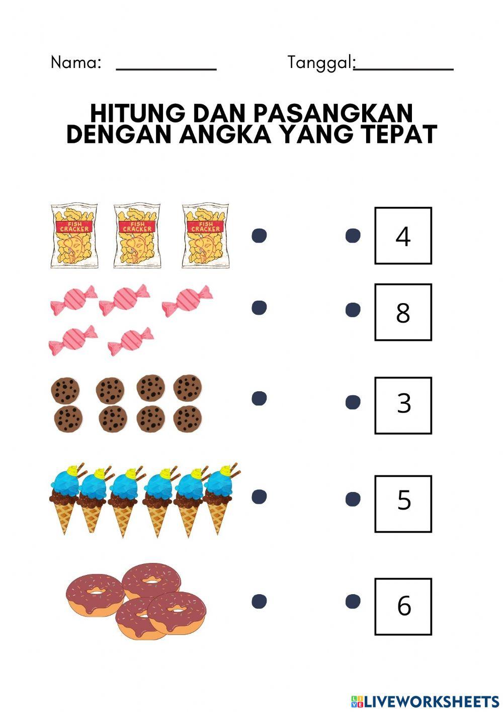 Menghitung dan menghubungkan online exercise for | Live Worksheets