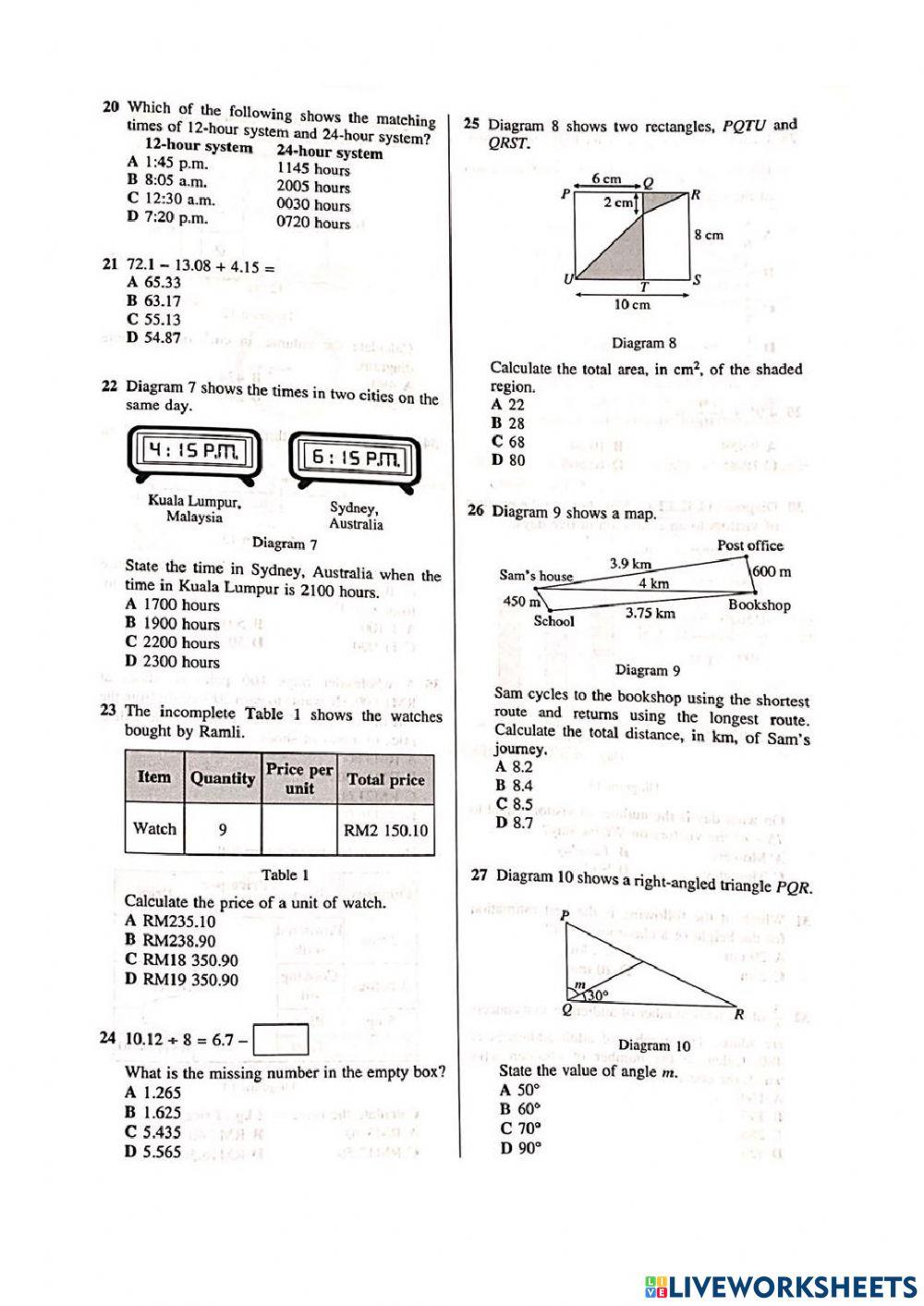 YR6 PBD ASSESMENT online exercise for | Live Worksheets