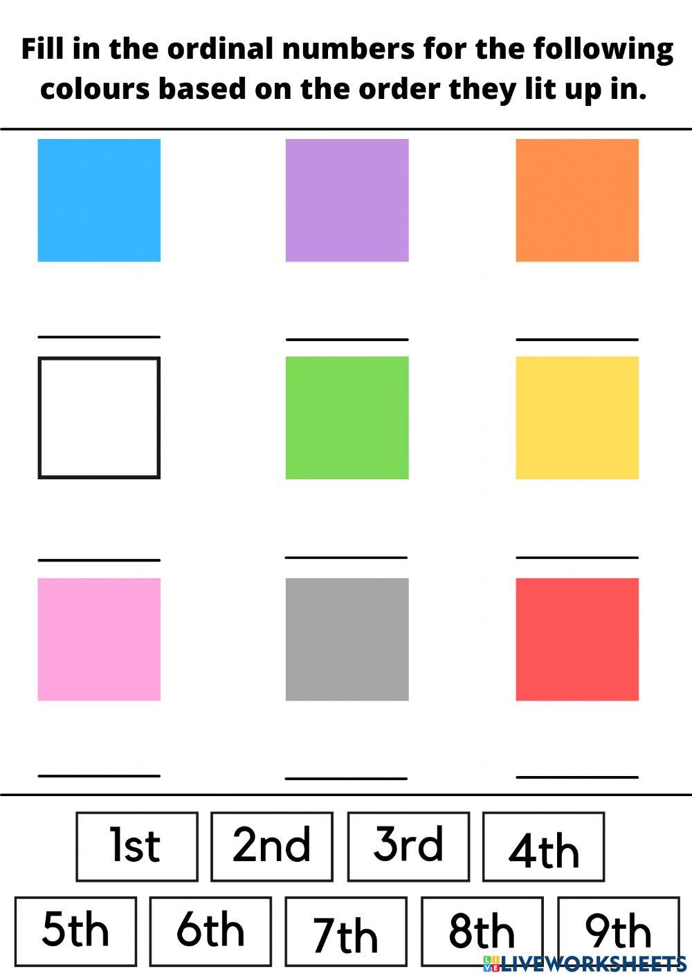 Ordinal numbers 2 online exercise for 1 | Live Worksheets