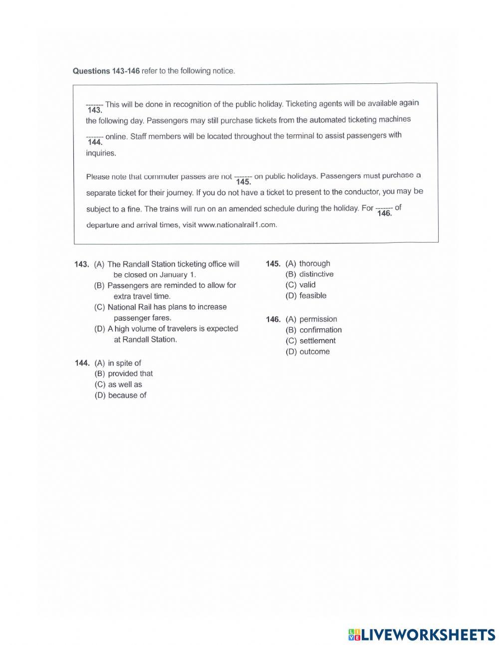 TOEIC - FINAL T… | Free Interactive Worksheets | 4009335