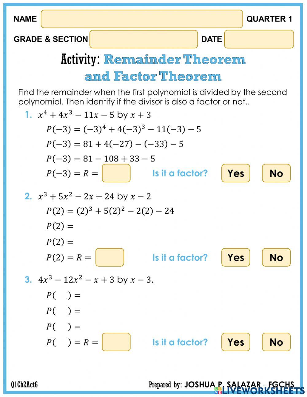Remainder Theorem And Factor Theorem Worksheet Live Worksheets remainder-theorem-and-factor-theorem-worksheet-live-worksheets