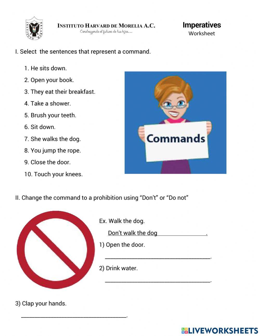 Imperatives | Free Interactive Worksheets | 1423823