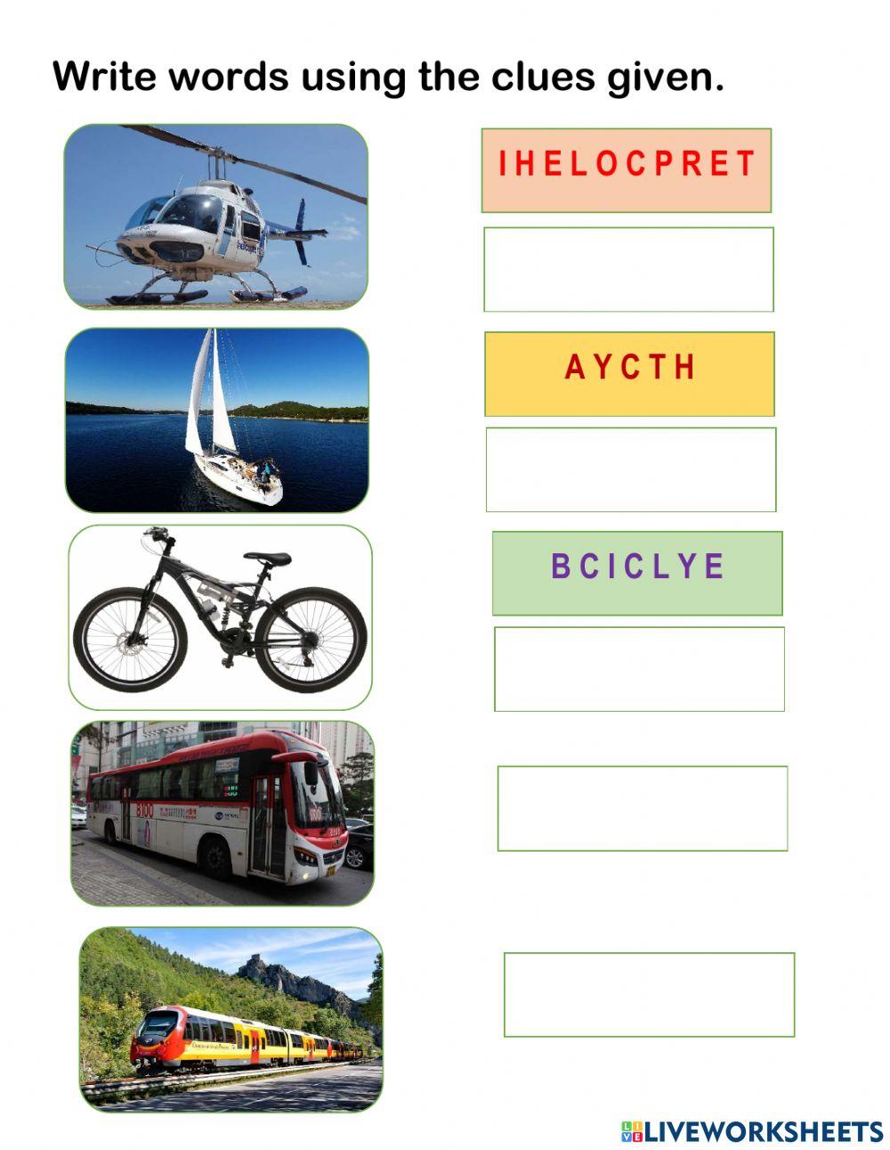 Transport online exercise for 2 | Live Worksheets
