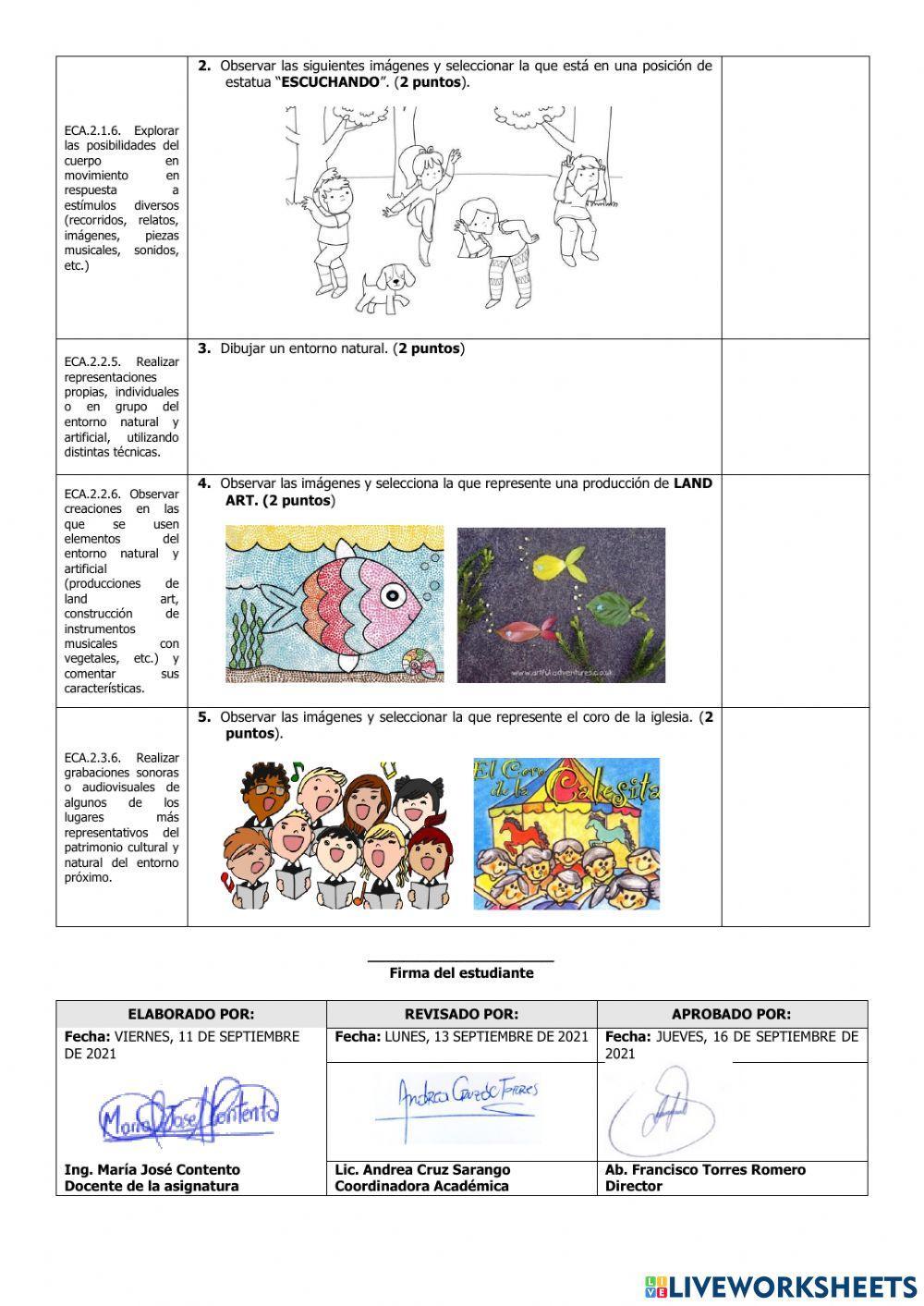 Evaluación de Educación Cultural y Artística del Tercer