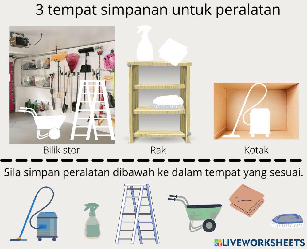 Menyimpan alatan dan bahan worksheet | Live Worksheets