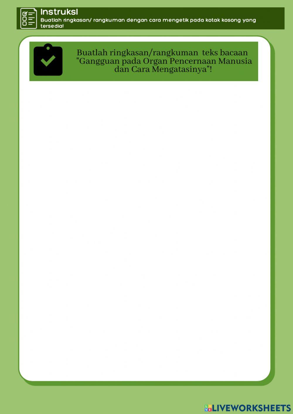 Pembelajaran Membaca Pemahaman 3 worksheet | Live Worksheets