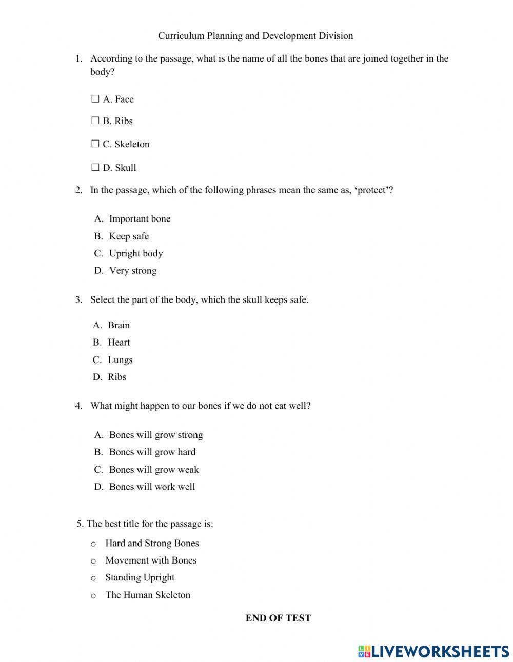Comprehension MOE 5174185 | MarisaM6 | LiveWorksheets