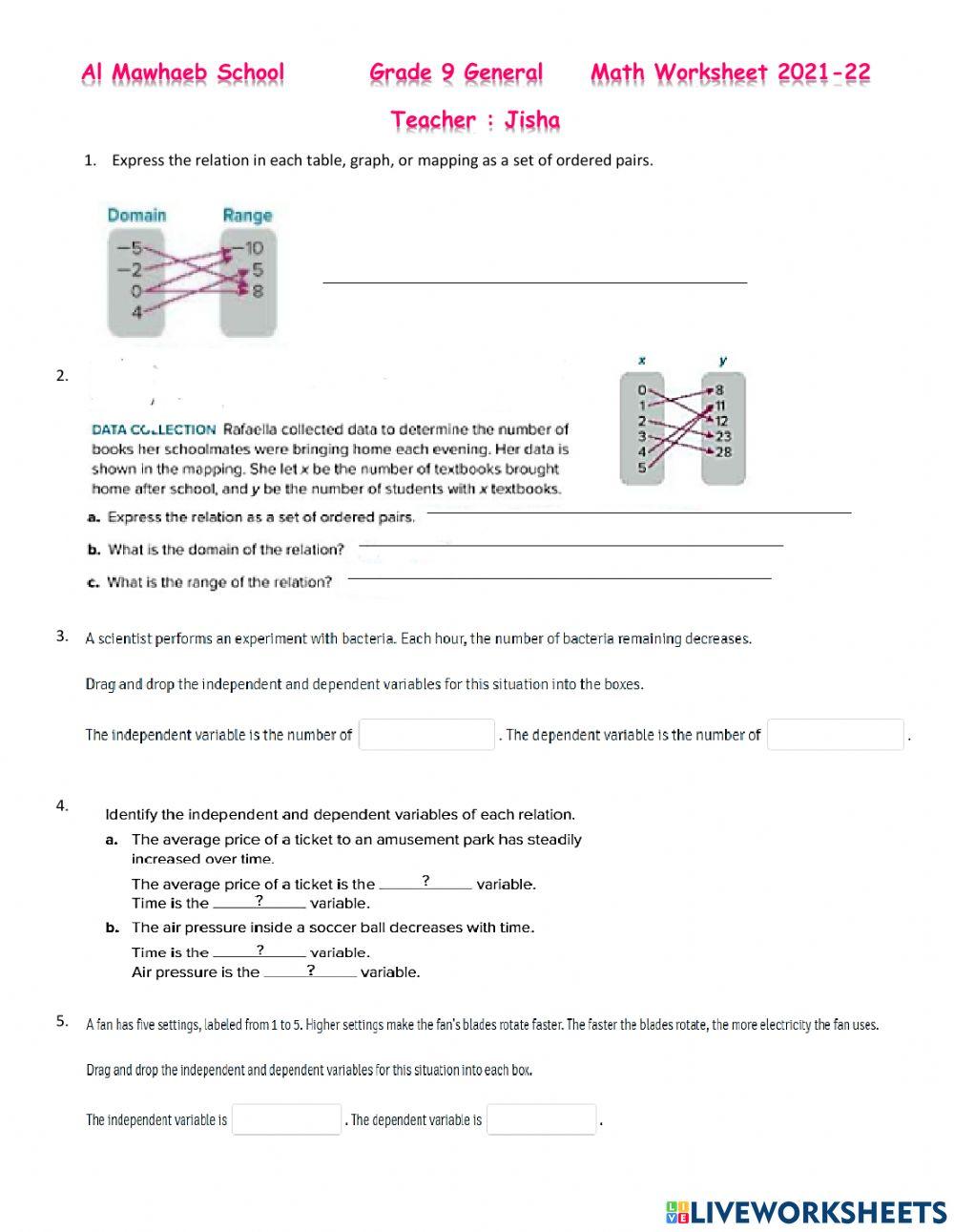 1425127 | Relations | Jisha | LiveWorksheets