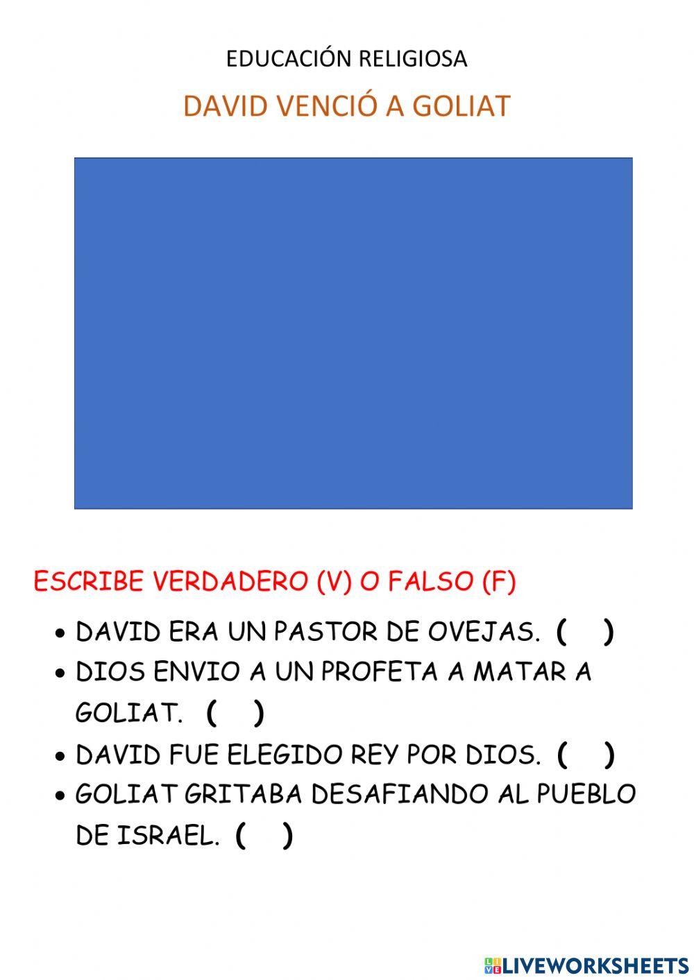 David venció a … | Free Interactive Worksheets | 1425221