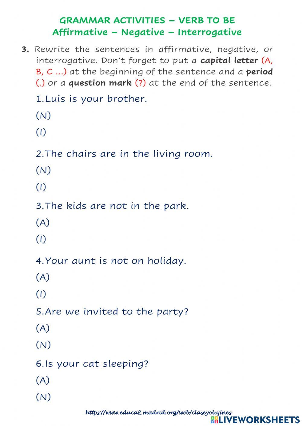 1425402 | Verb To Be - Affirmative, Negative