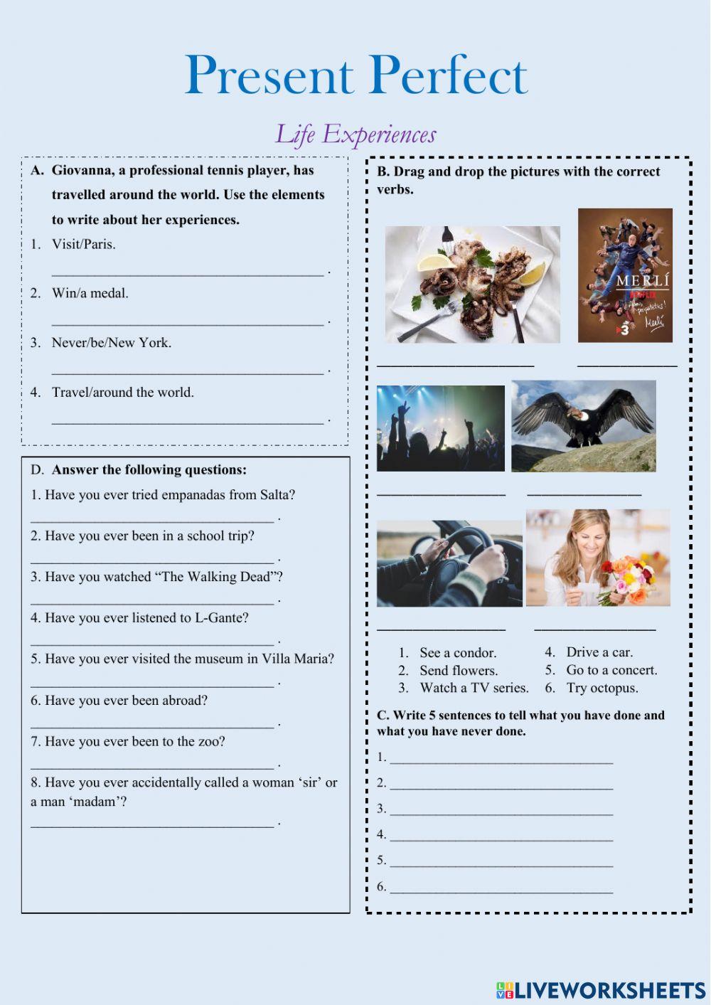 Present Perfect online exercise for 4th year | Live Worksheets