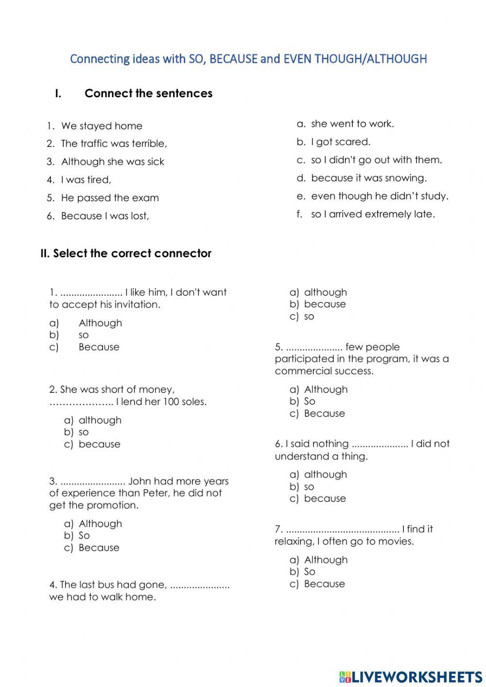 1425606 | Connectors | Rosa Mera H. | LiveWorksheets