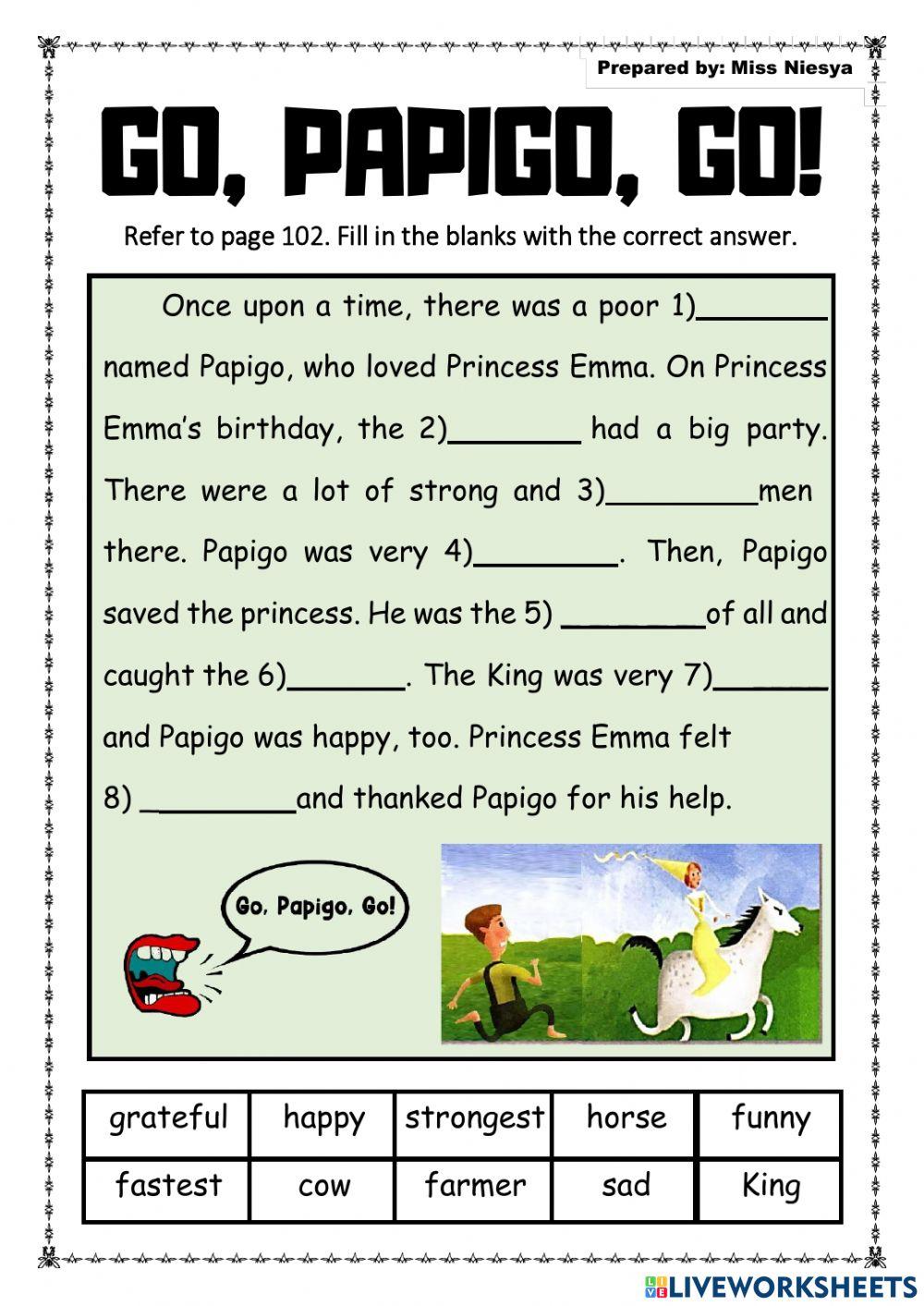 Go, Papigo, Go! 1429464 | farraaniesya | Live Worksheets