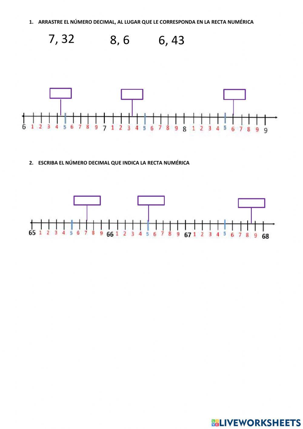 Colocación De Decimales En Una Hoja De Trabajo De Línea Numérica