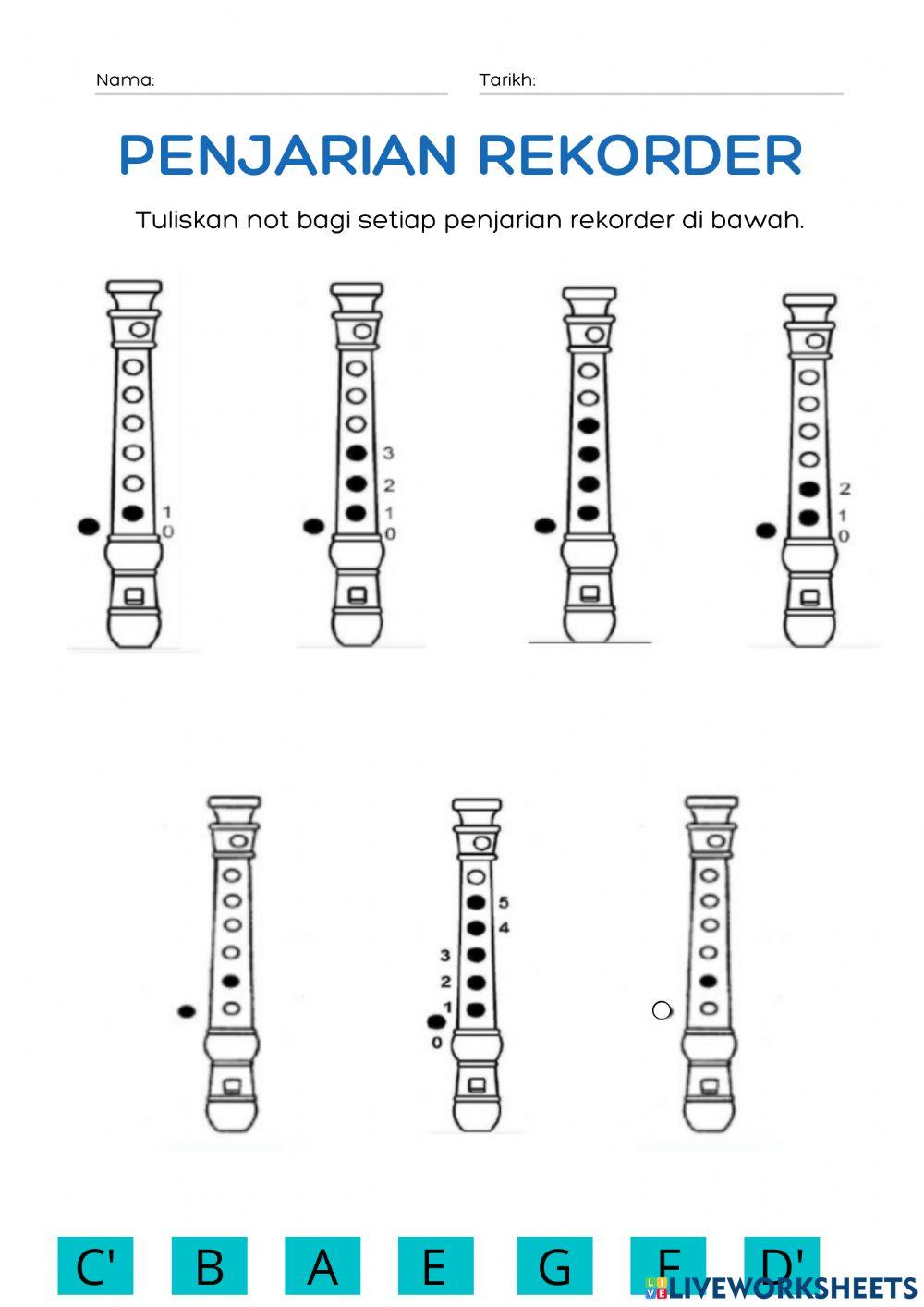 Penjarian rekorder 1426461 | Amyrash | Live Worksheets