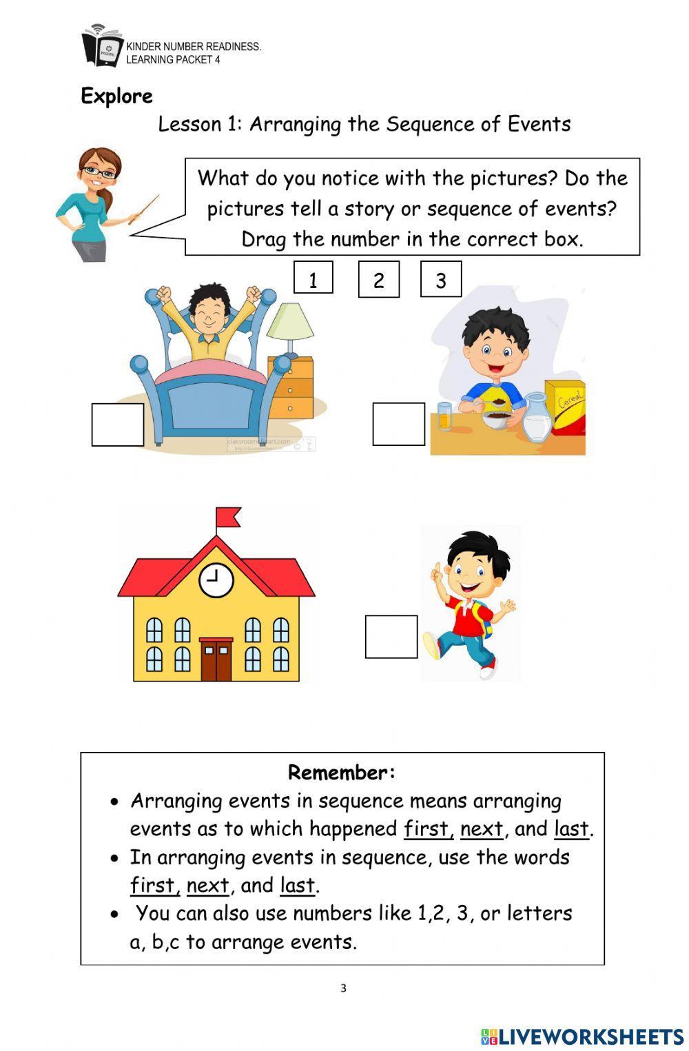 sequencing events worksheets for kindergarten