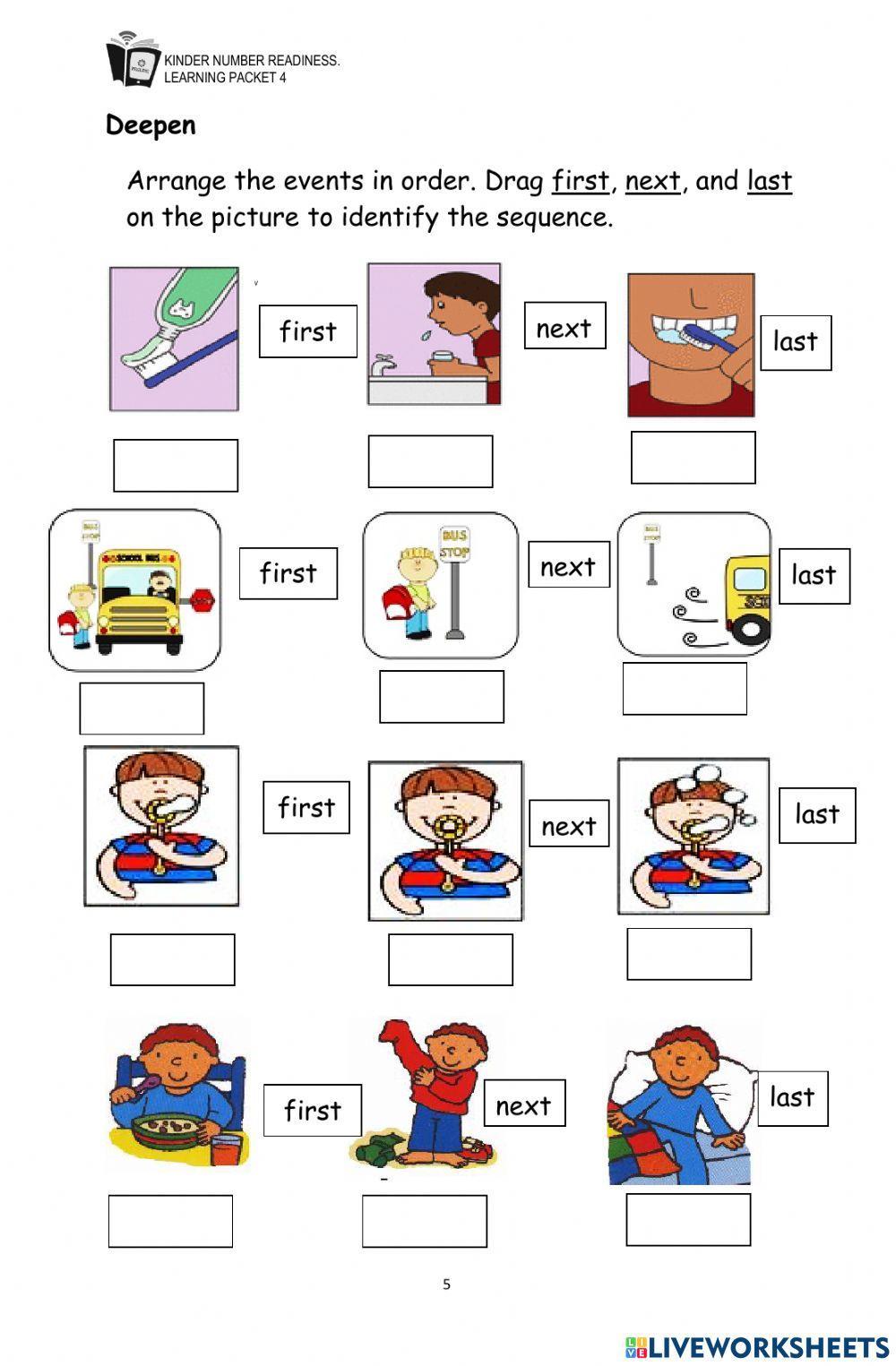 sequencing events worksheets for kindergarten