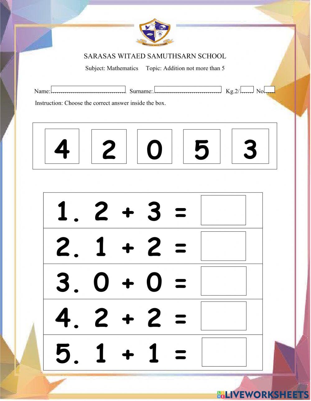 Addition not more than 5 1426681 | For_School