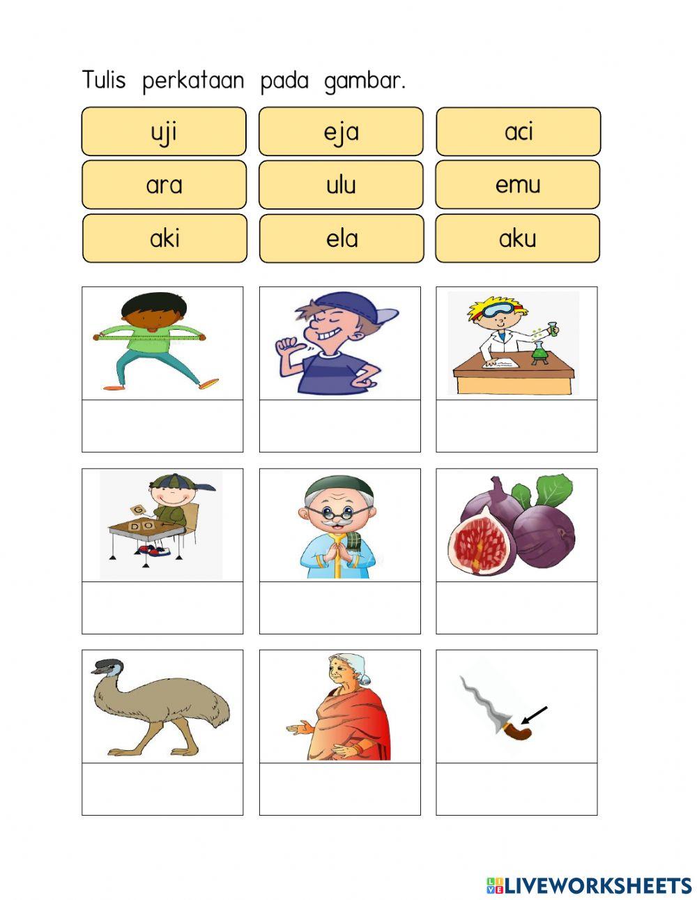 Perkataan VKV Bahasa Melayu (BM) worksheet | Live Worksheets