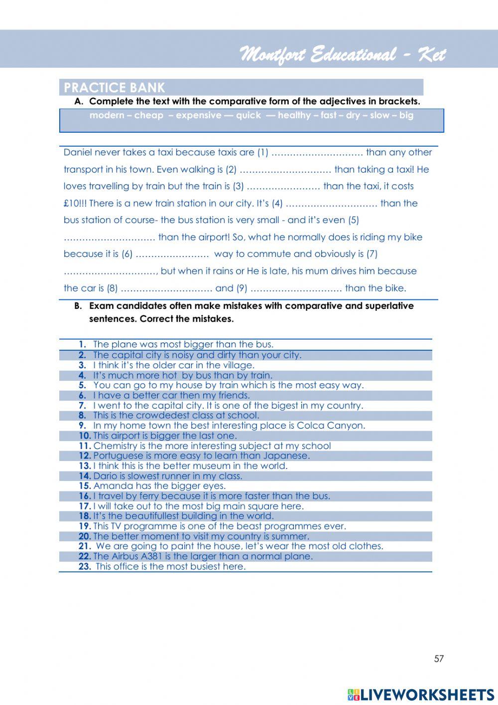 KET GRAMMAR UNIT 6 5175394 | Montfort Educational School