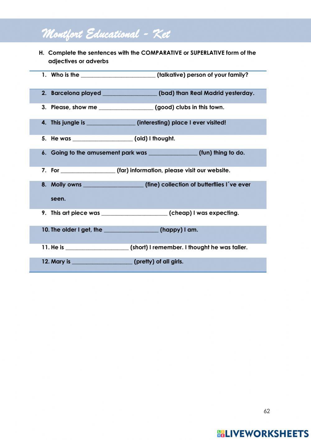 KET GRAMMAR UNIT 6 5175394 | Montfort Educational School