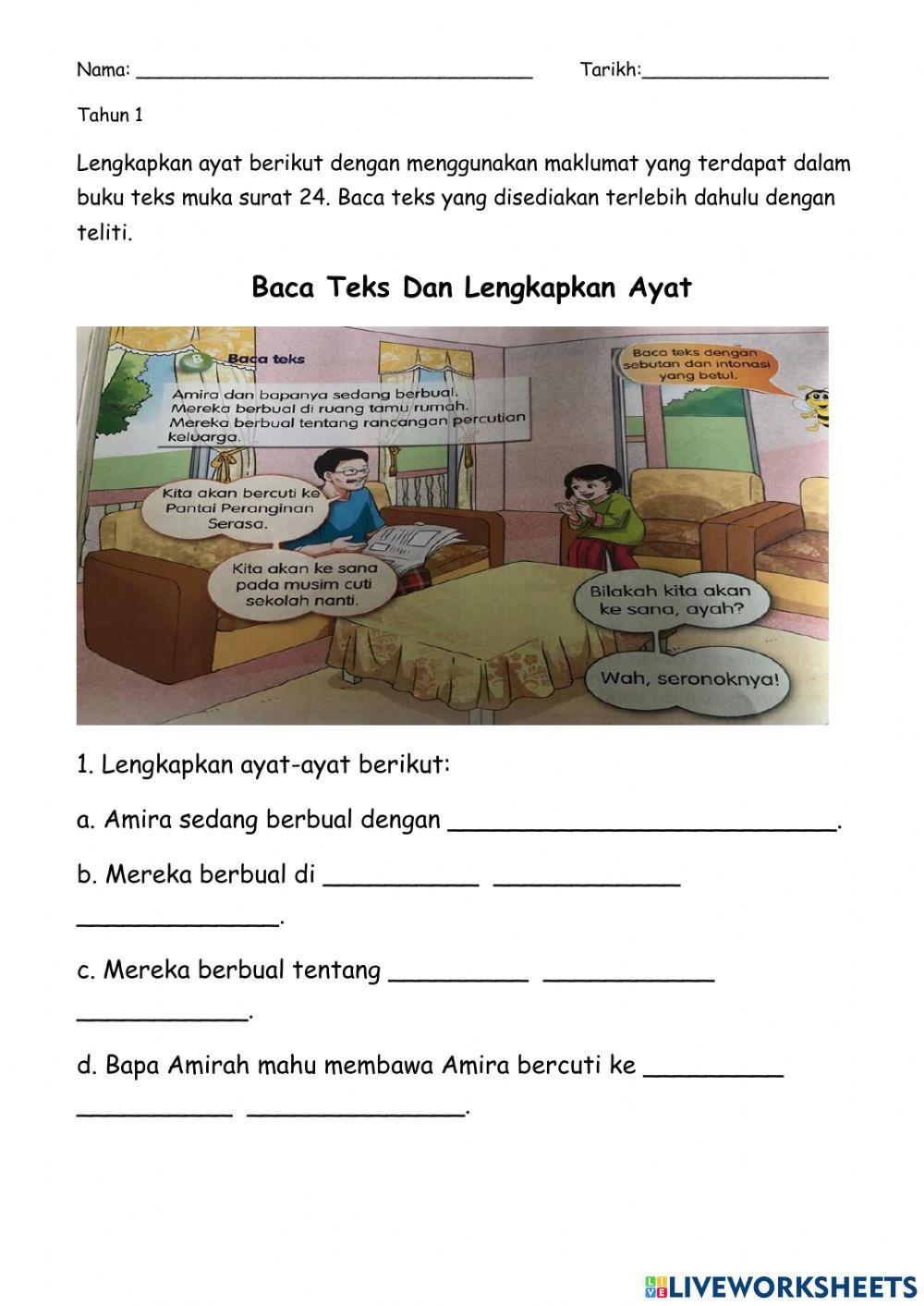 Baca dan Fahami Teks worksheet | Live Worksheets