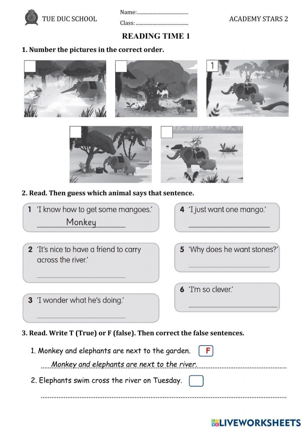 As2 - reading time 1 worksheet | Live Worksheets