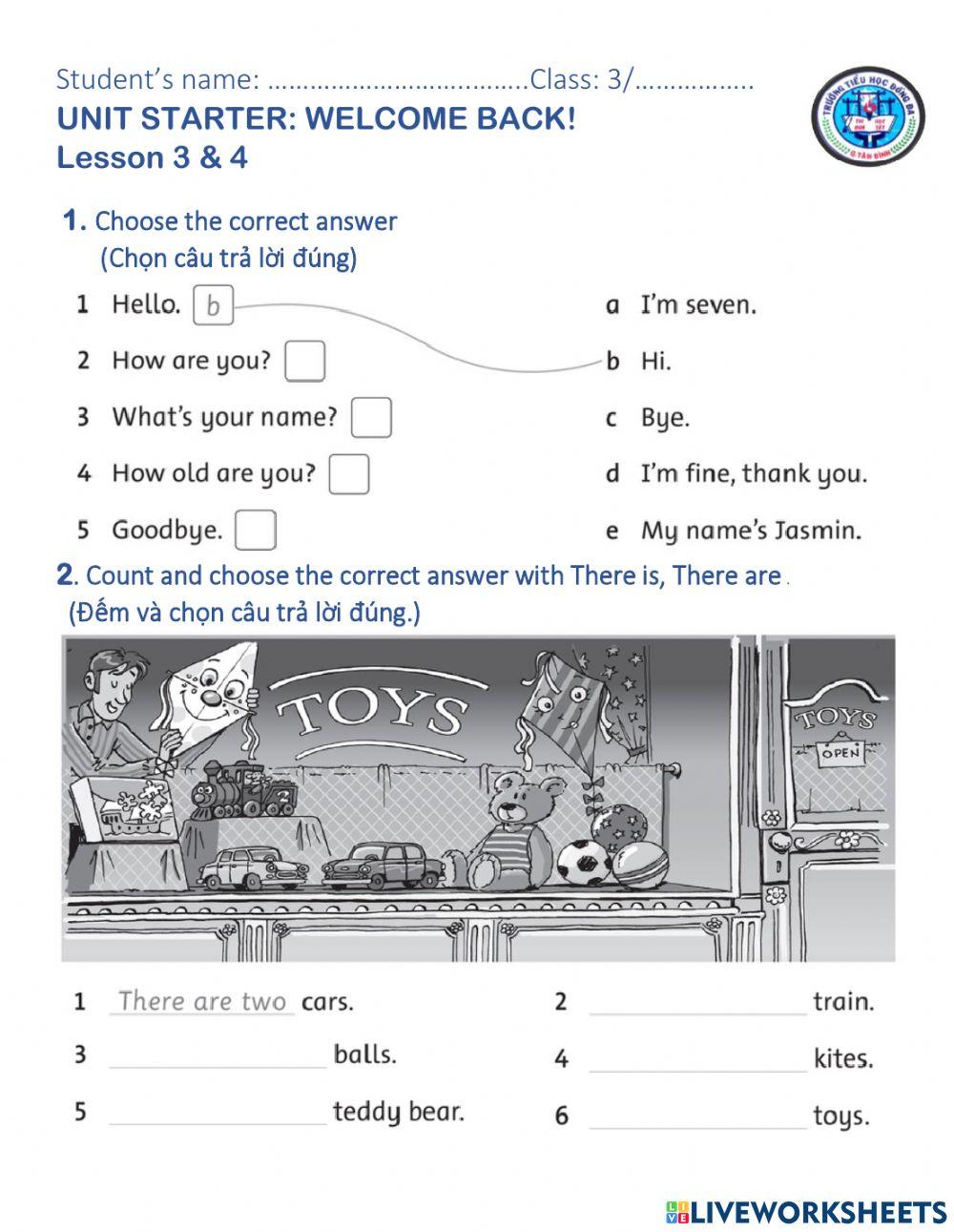FF3. Starter. Lesson 3 and 4.WB worksheet | Live Worksheets
