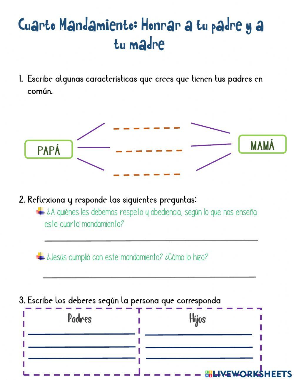 Cuarto Mandamiento Para Niños
