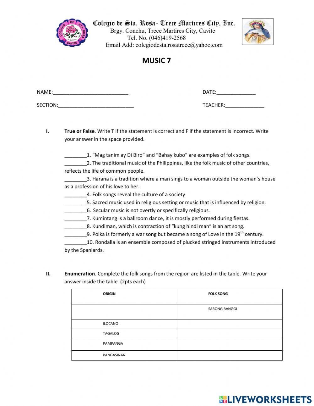 Pdf online worksheet: Unit Test | Live Worksheets
