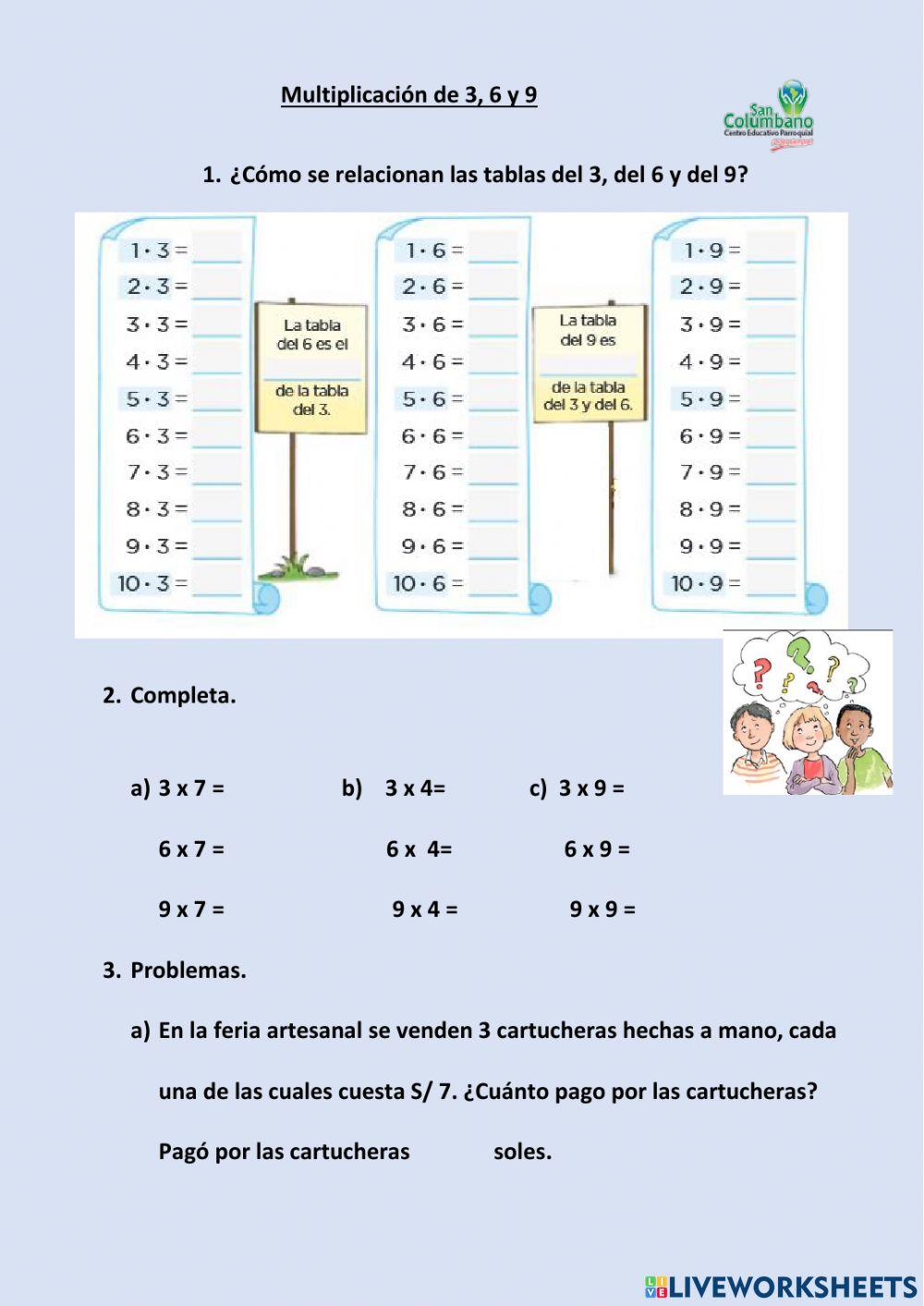 Multiplicación online exercise for tercero | Live Worksheets