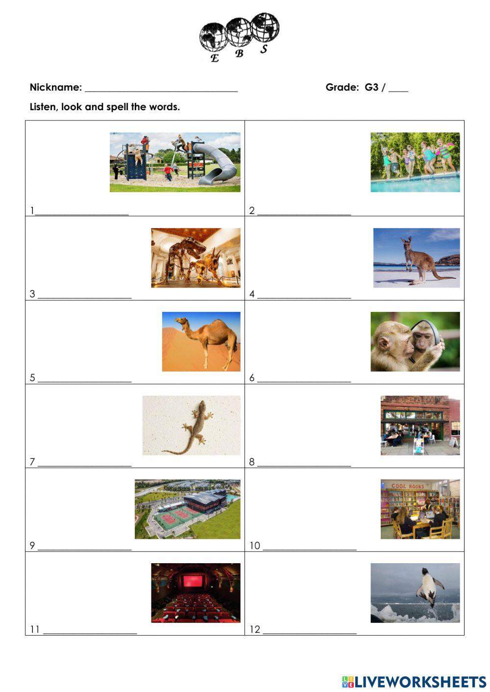 G3 Spelling Test w- audio worksheet | Live Worksheets