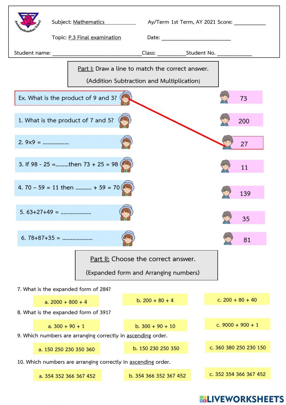 Final Examination P3B worksheet | Live Worksheets