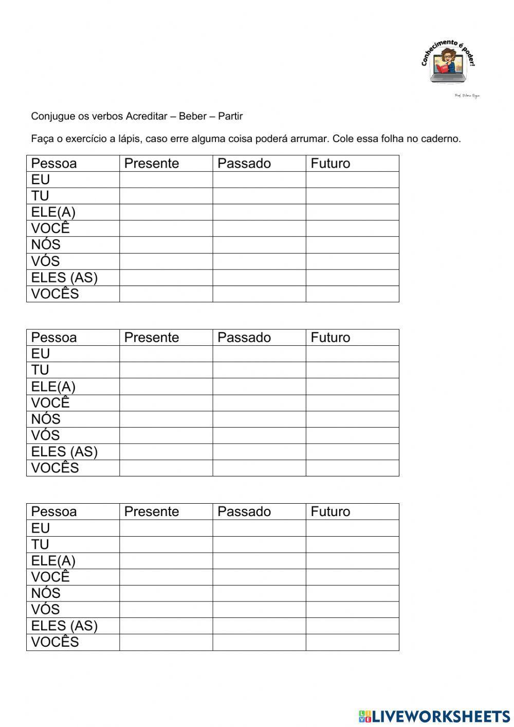 Conjugar Verbos | Live Worksheets