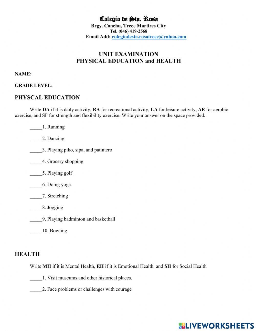 Unit test interactive activity for 5 | Live Worksheets