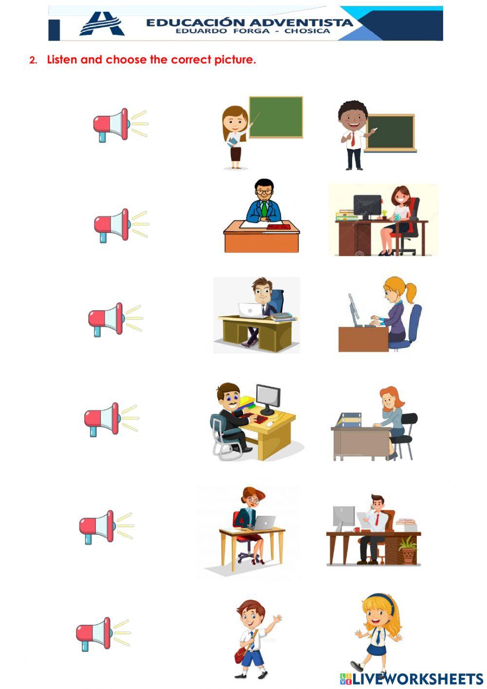 School workers | Free Interactive Worksheets | 1428699