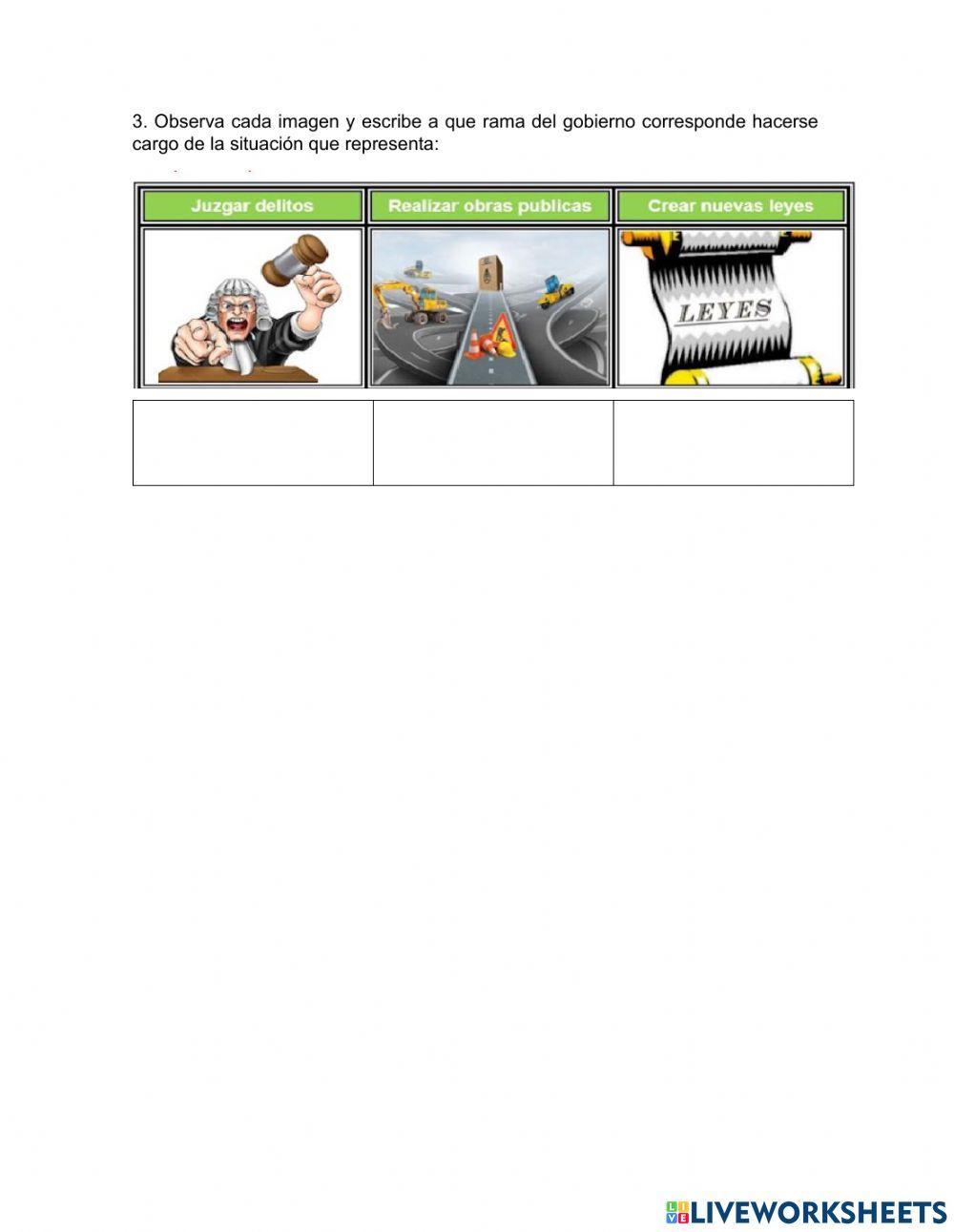 Ramas del poder… | Free Interactive Worksheets | 1428737