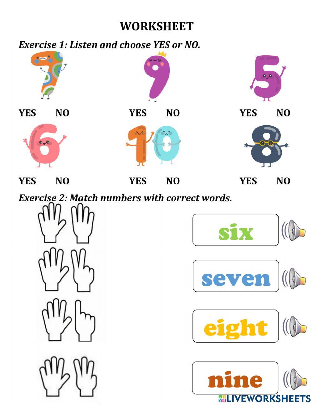 C2-Unit2:Numbers 7-11-WS1 worksheet | Live Worksheets