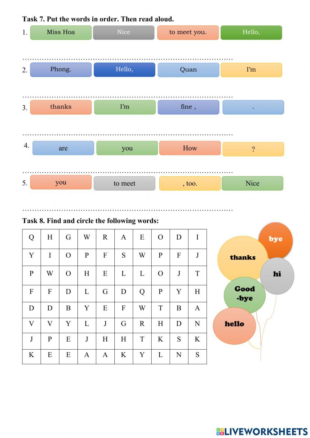 K3-Unit 1 worksheet | Live Worksheets