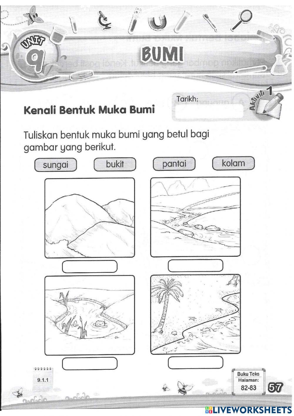 Sains tahun 1 (unit 9 bumi) worksheet | Live Worksheets