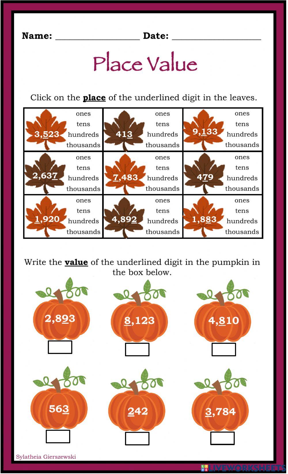 Place Value 1429940 | Ms. Gierszewski | Live Worksheets