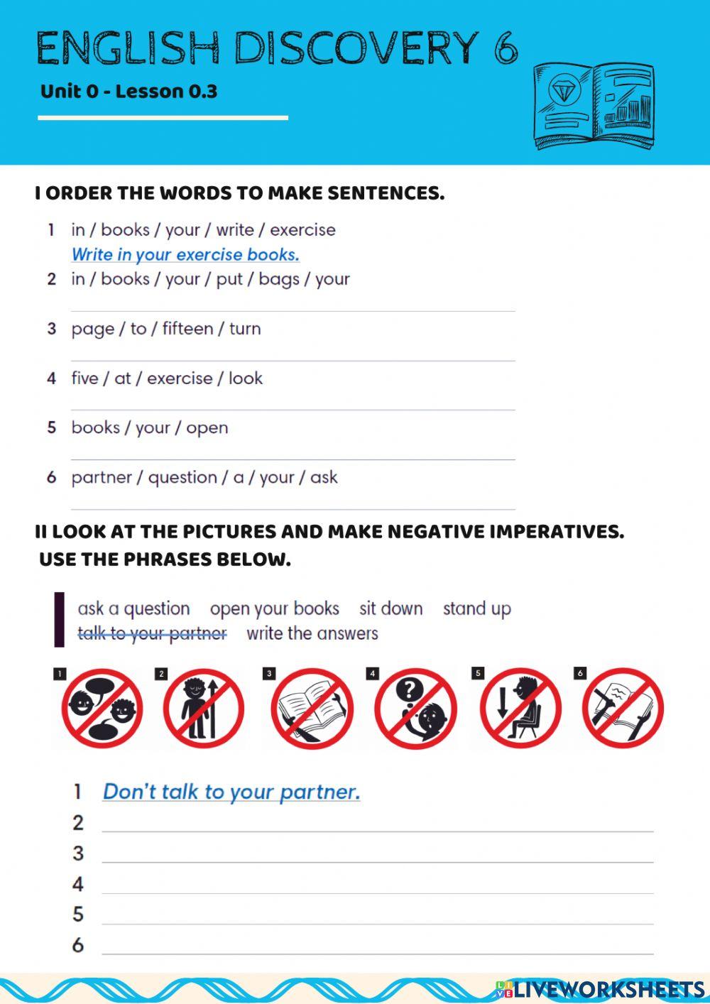 English Discovery 6 worksheet | Live Worksheets