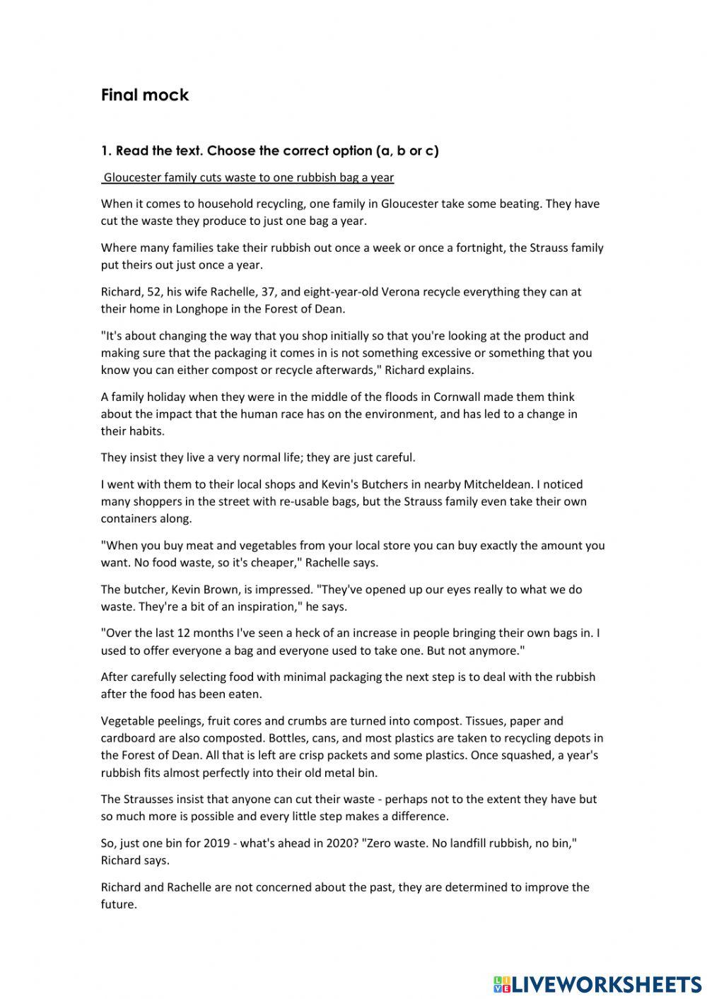 Final mock | Free Interactive Worksheets | 1430140