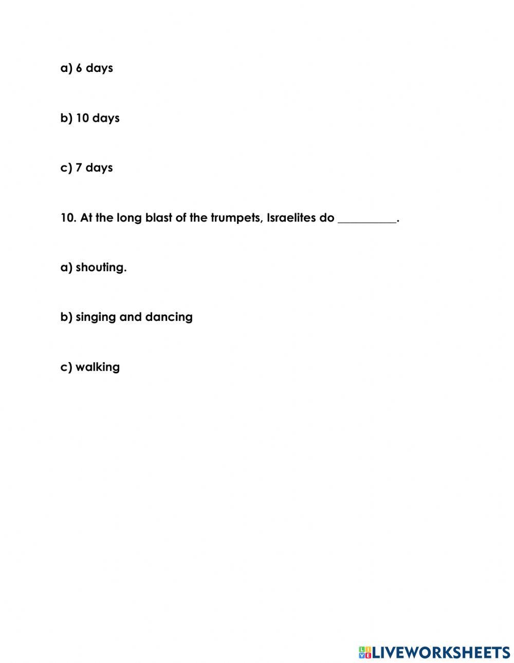 Grade 2 bible quiz no. 8 worksheet | Live Worksheets