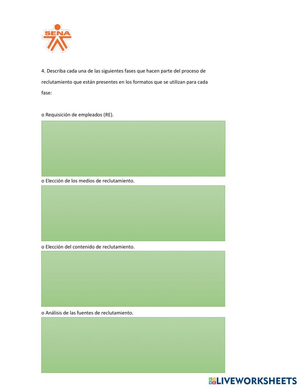 GESTIÓN DE TALENTO HUMANO ACT. AP. 12 EVIDENCIA 1 online exercise for ...