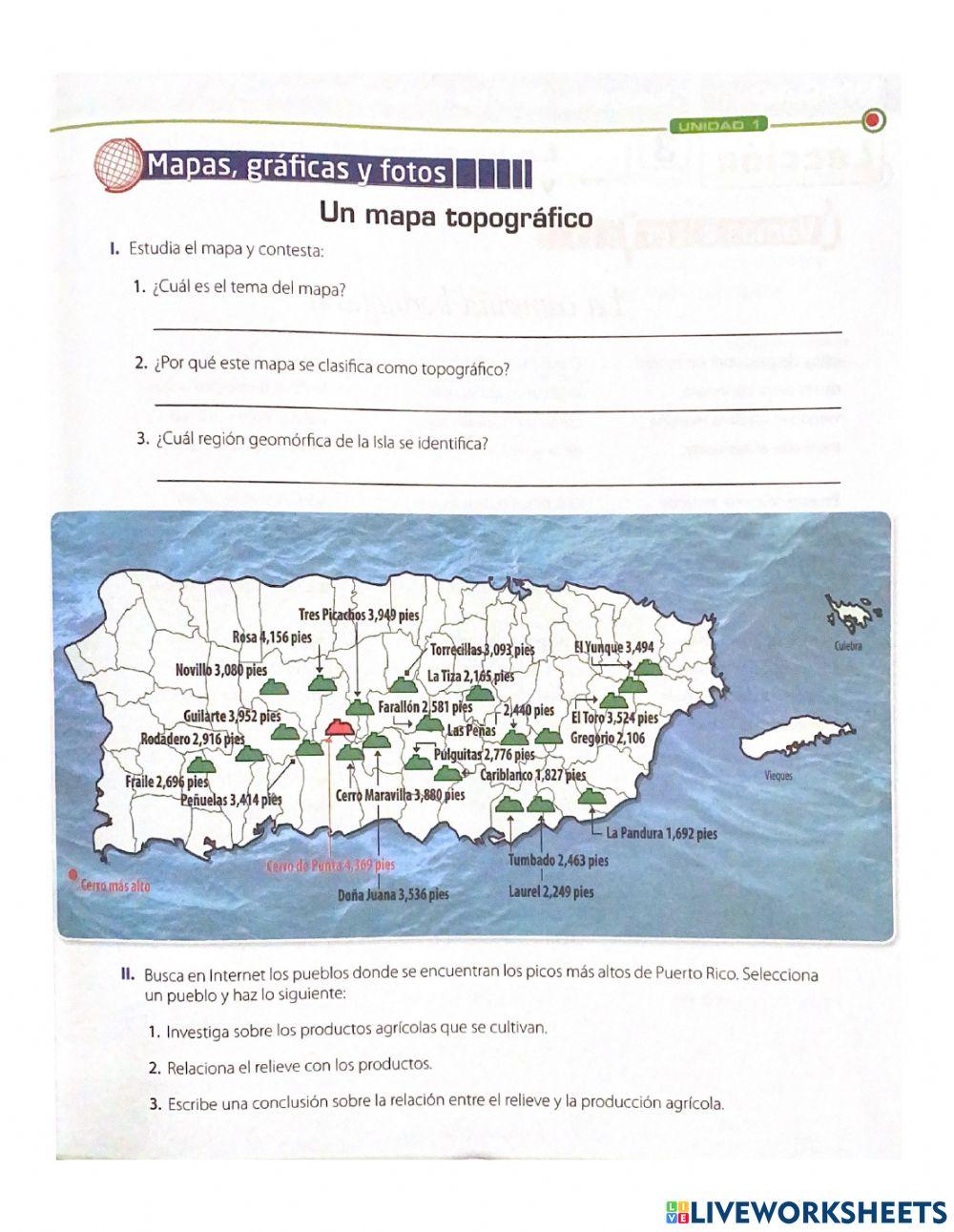 Mapa Topografico De Puerto Rico Puerto Rico Historical Vintage Map