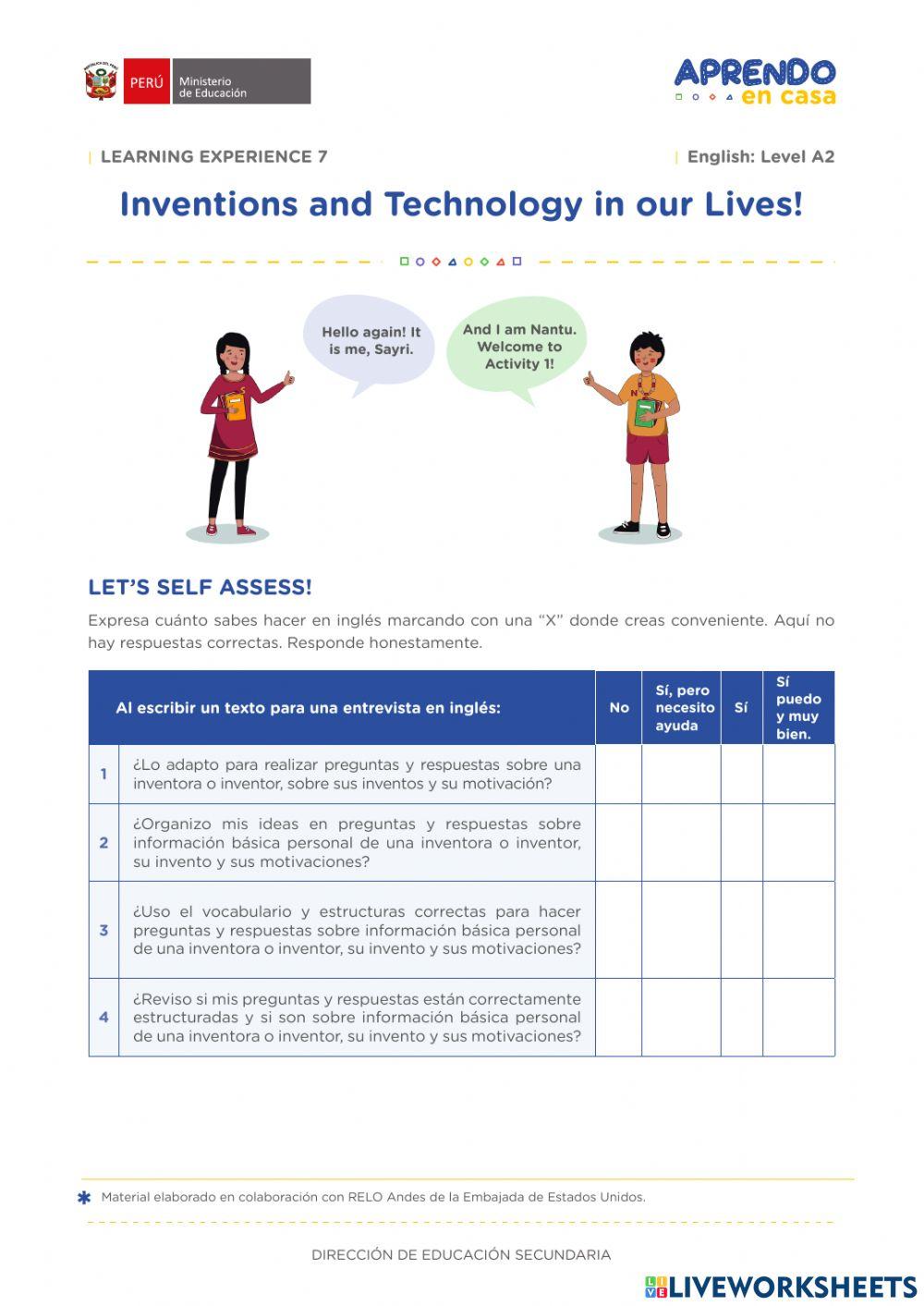 Inventions and Technology in our Lives! | Live Worksheets