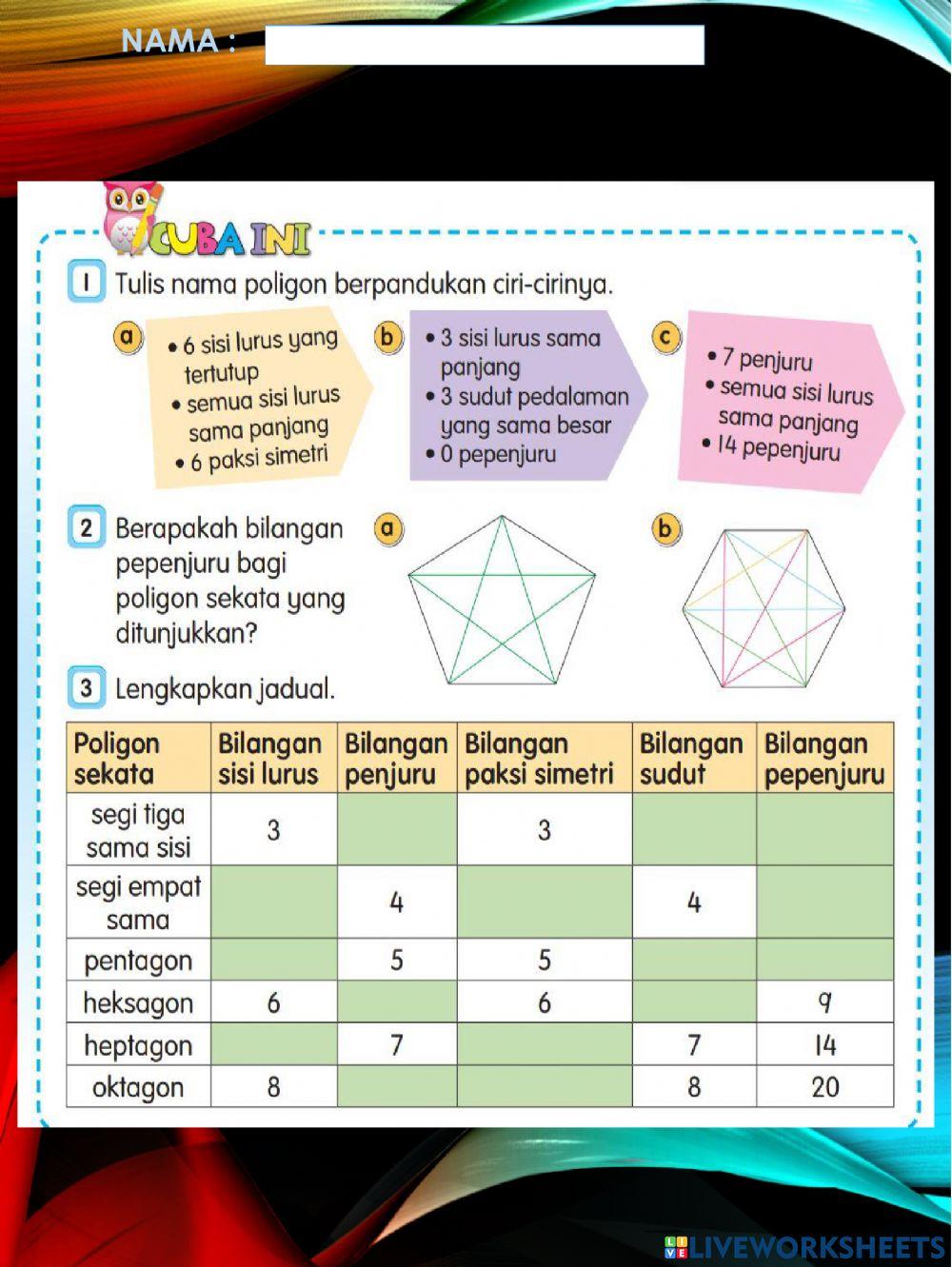 Matematik tahun 5 online pdf worksheet | Live Worksheets
